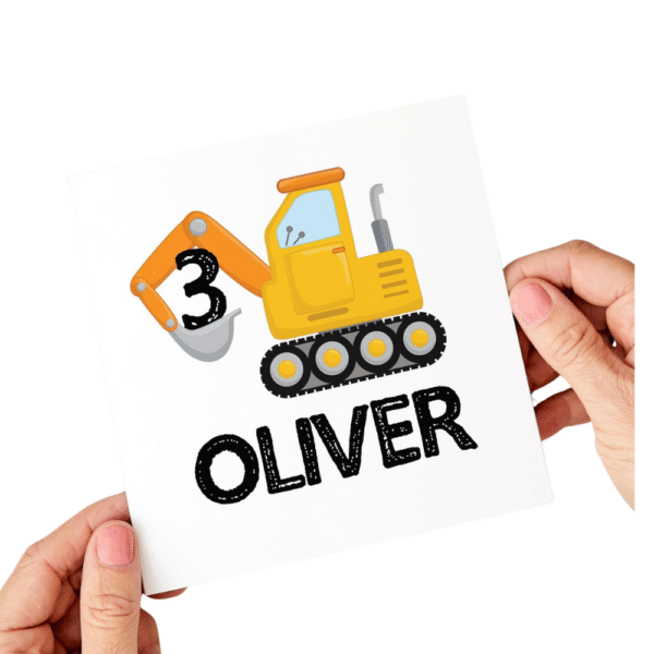 Personalised 3rd Birthday Happy Birthday Digger Card - Childsplay Hire